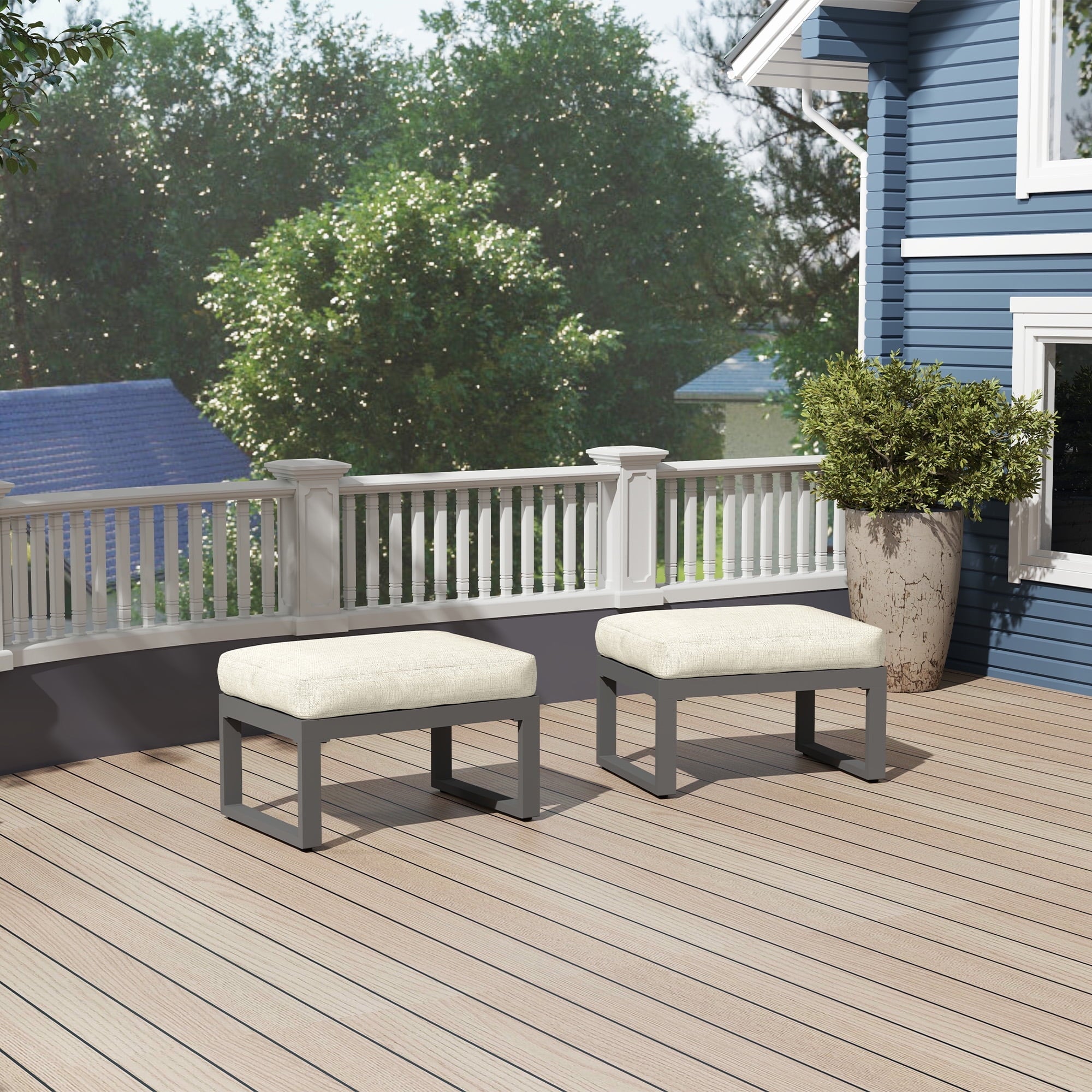 RoyalCraft 2 Pieces Aluminum Outdoor Patio Ottoman Set, Outdoor Foot S